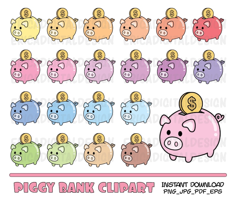 Piggy Bank Clipart Saving Money Clip Art Financial Clip Art - Etsy