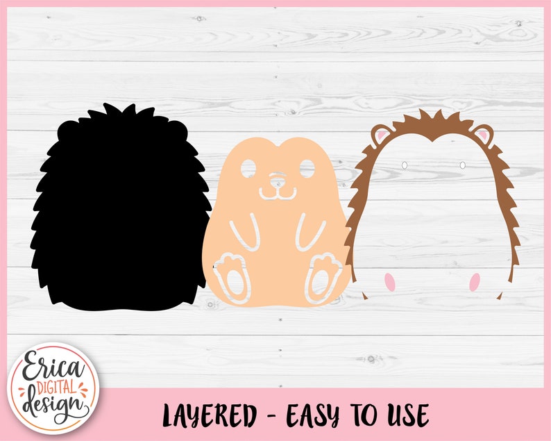 Cute Hedgehog Layered SVG Cut File for Cricut Silhouette Baby Forest ...