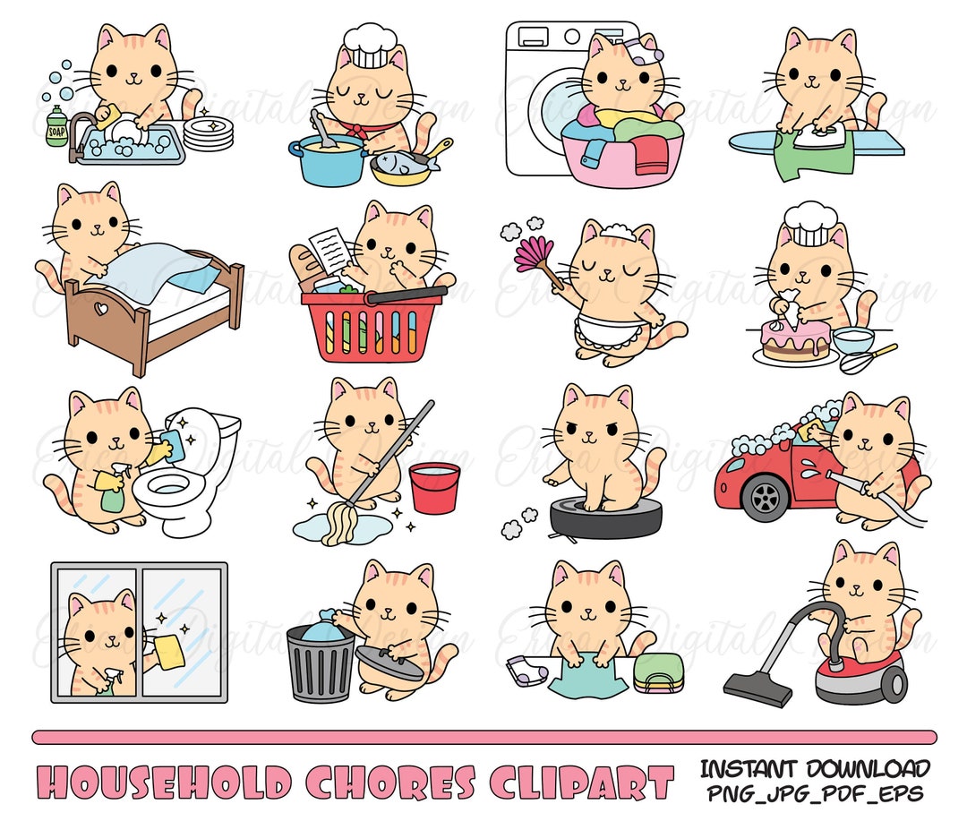 Doing Household Chores Clipart Etsy