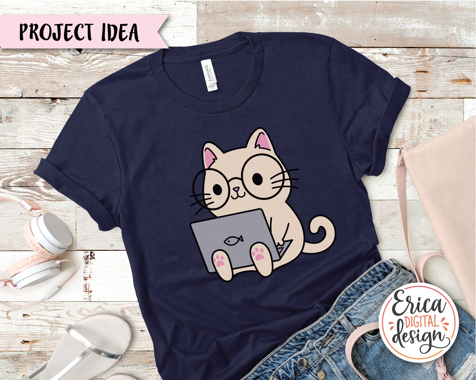 Nerd Cat SVG Cut File Computer Nerd Layered Cutting File Funny - Etsy