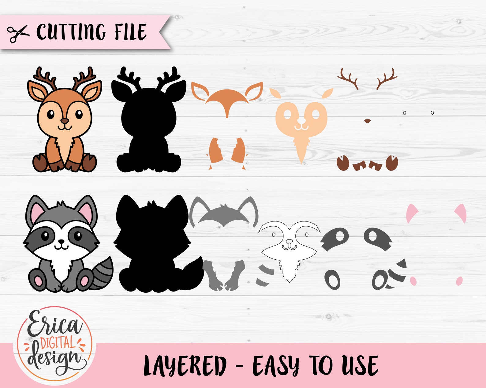 Woodland Animals Layered SVG Cut File Cricut Silhouette Forest - Etsy