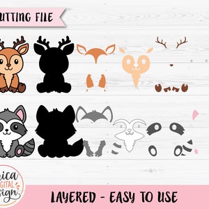 Woodland Animals Layered SVG Cut File Cricut Silhouette Forest Fox ...