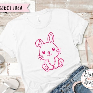 Bunny SVG Cute Sitting Rabbit Outline Cut File for Cricut Silhouette ...