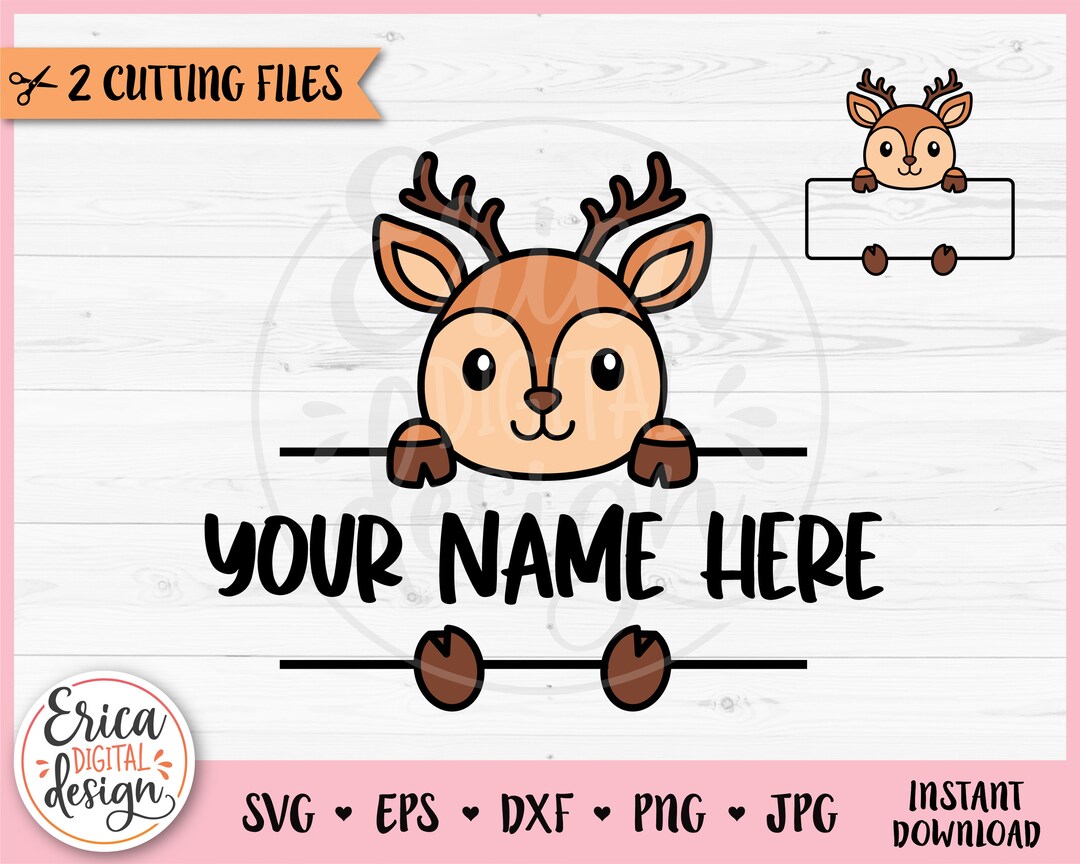 Cute Deer Clipart Split Monogram Layered SVG Cut File Cricut Silhouette ...