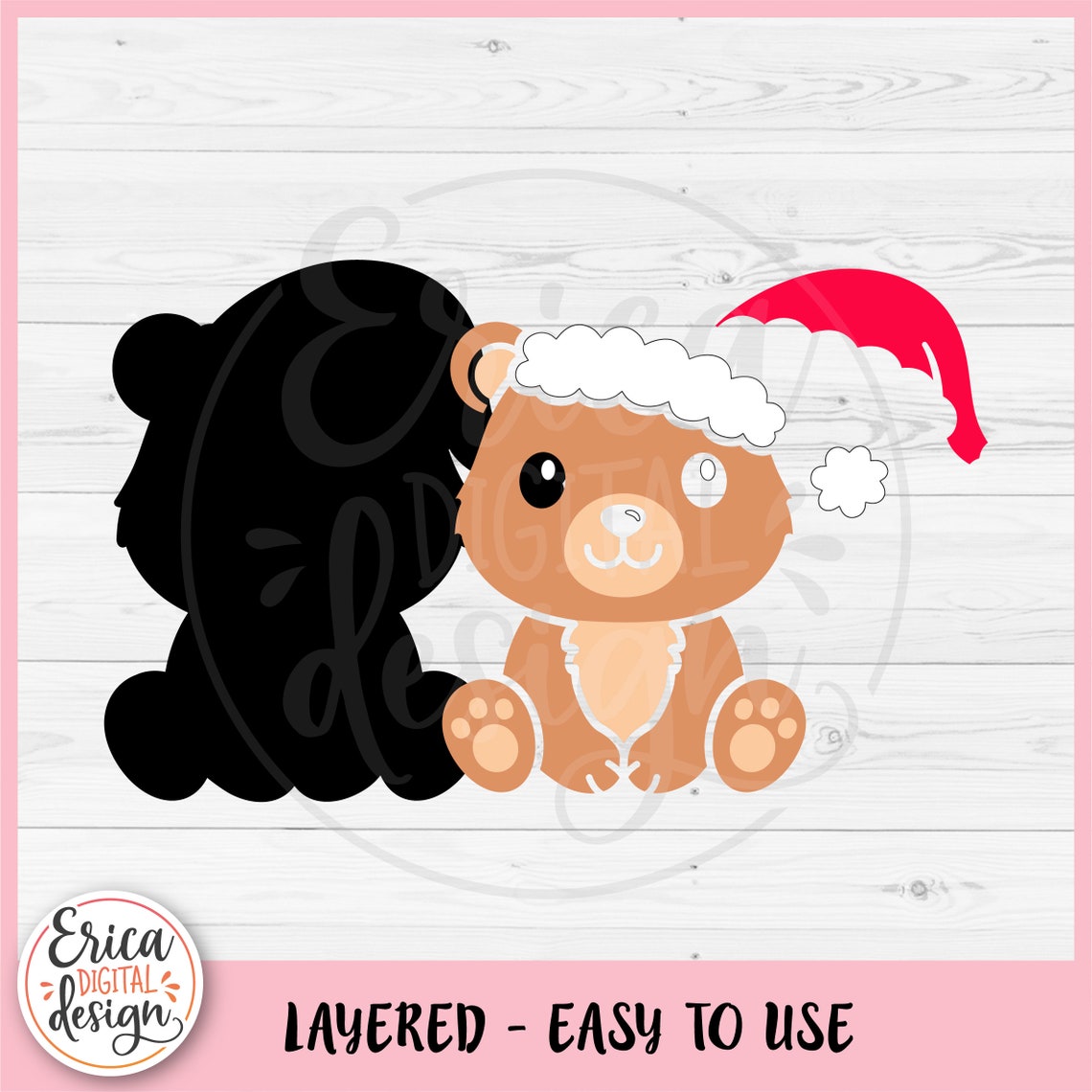 Baby Bear SVG Christmas Bear Layered Cut File Cricut Silhouette Cute ...
