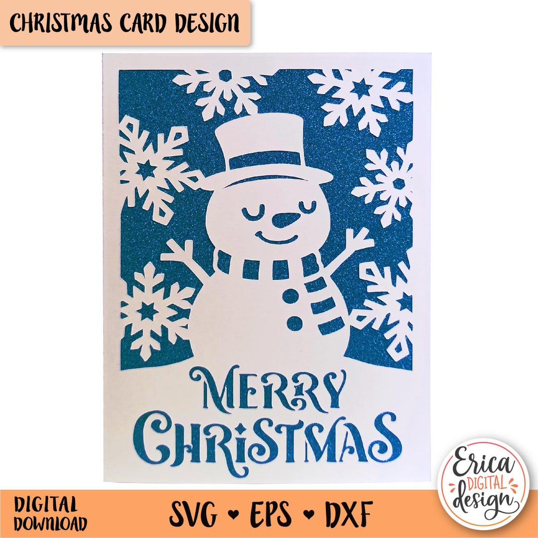 Snowman Christmas Card SVG Cute Snowman Cut File for Cricut Silhouette ...