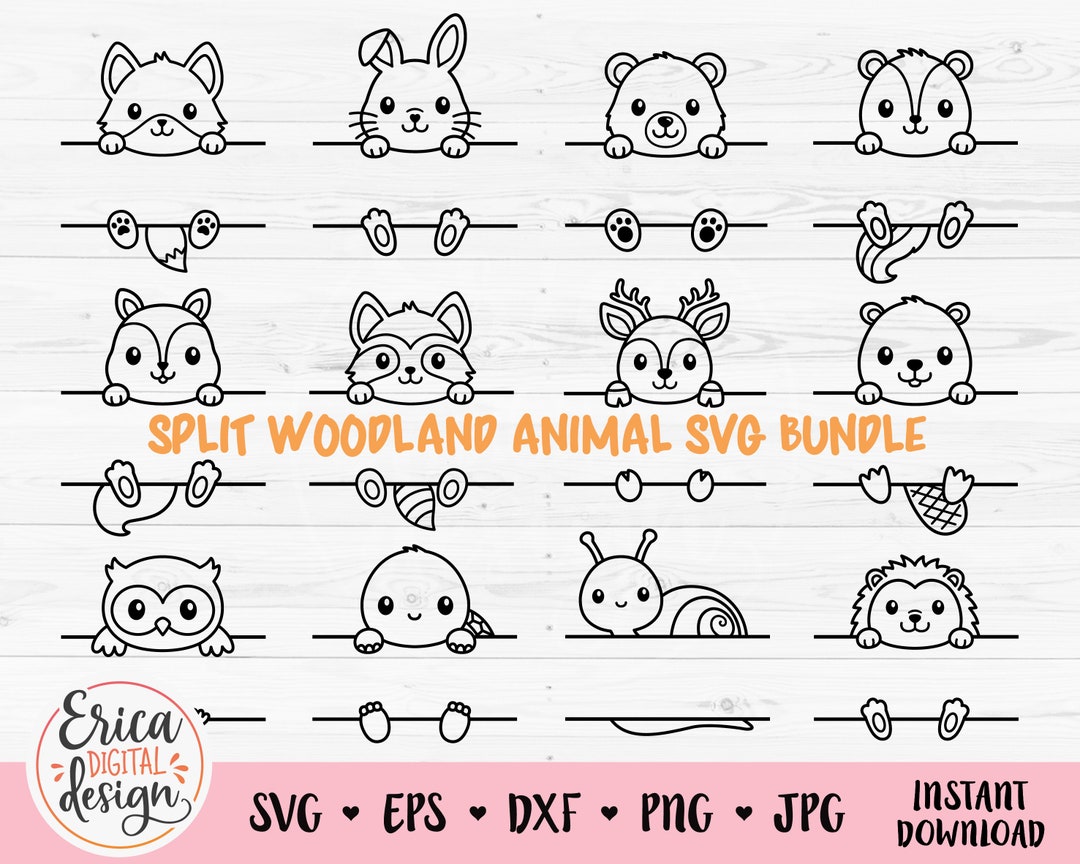 Woodland Animal Name Frame SVG Cut File Cricut Silhouette Split ...