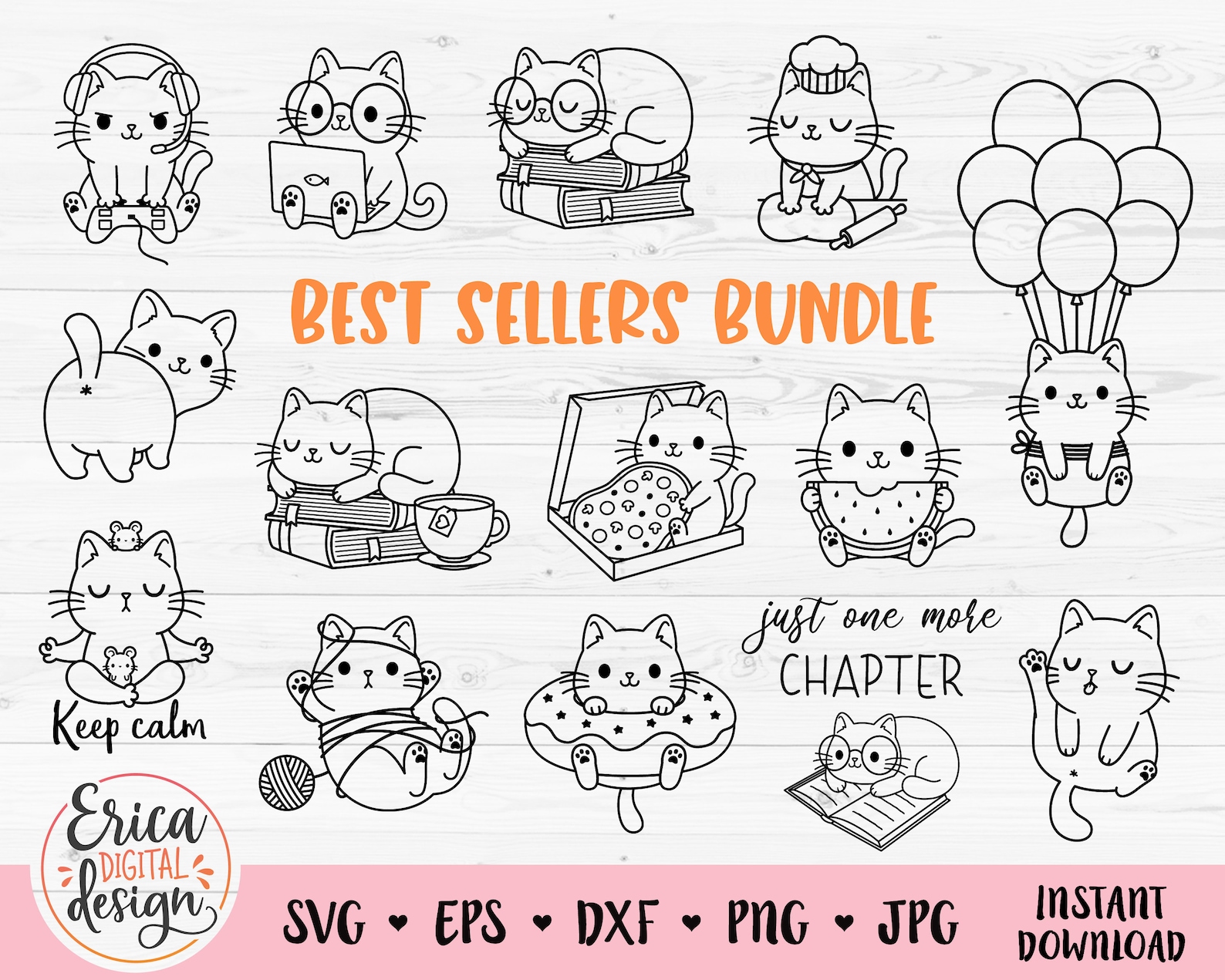 Cat Outline SVG Bundle Bestseller Cut File for Cricut - Etsy