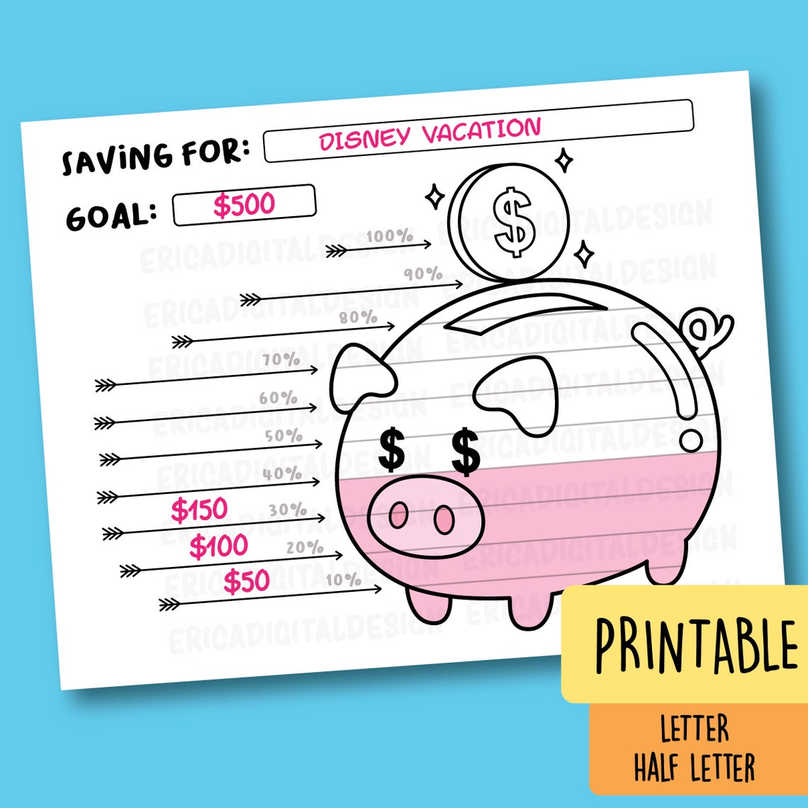 Saving Goal Tracker Printable Bullet Journal Planner Inserts Kids ...