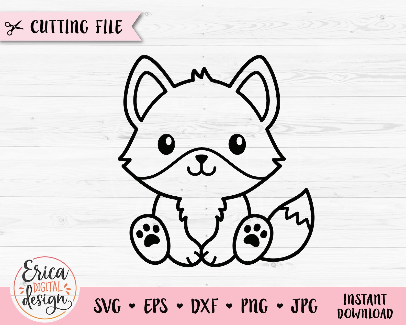 Fox Outline SVG Cute Sitting Fox Cut File for Cricut - Etsy