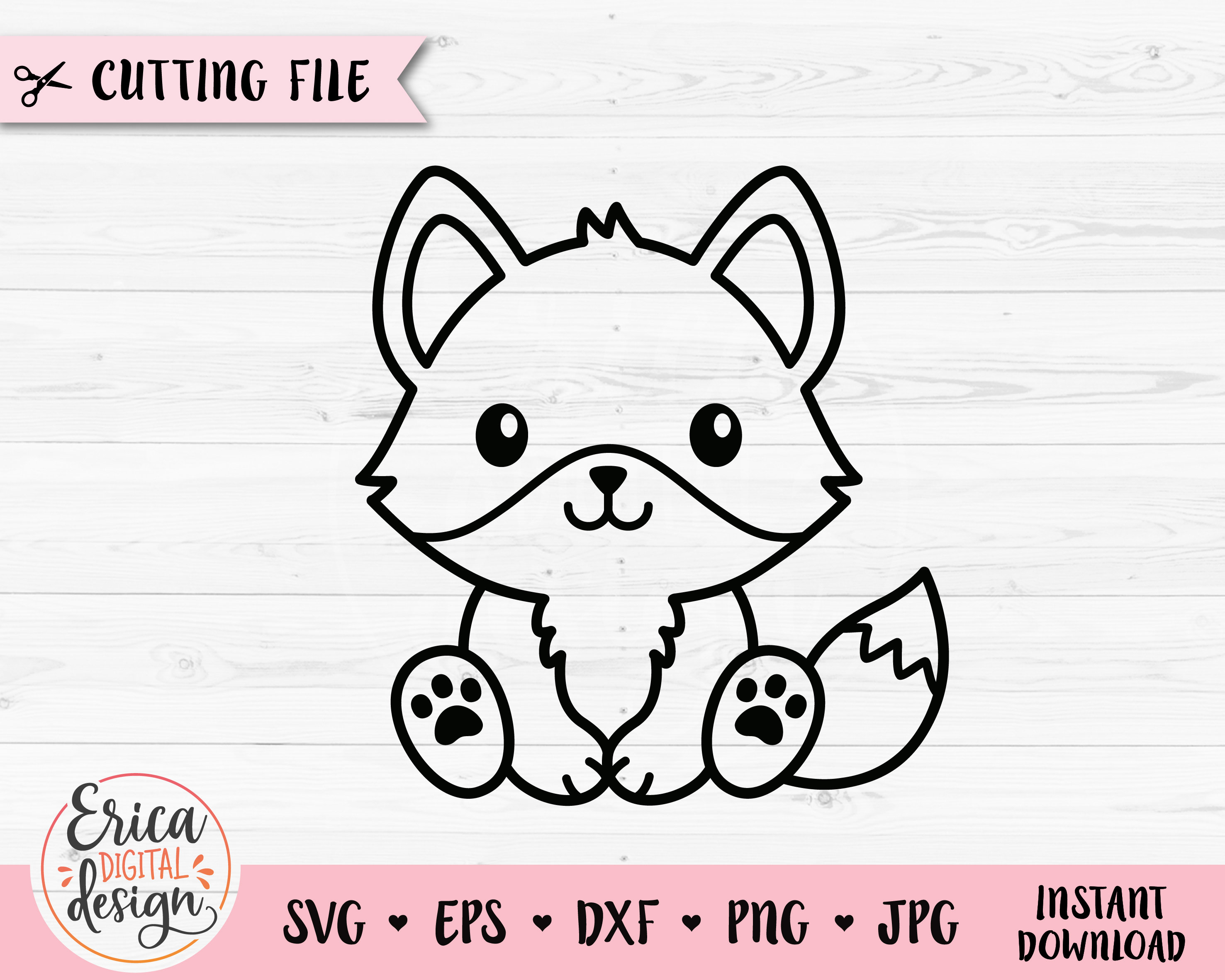 Fox Outline SVG Mignon assis renard fichier coupé pour Cricut ...
