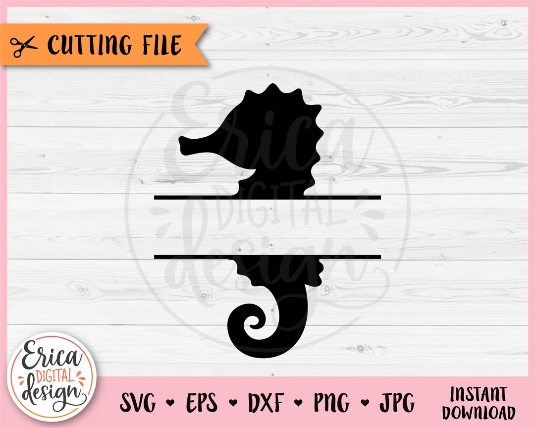 Split Seahorse SVG Cut File Cricut Silhouette Kids Monogram Name Frame ...