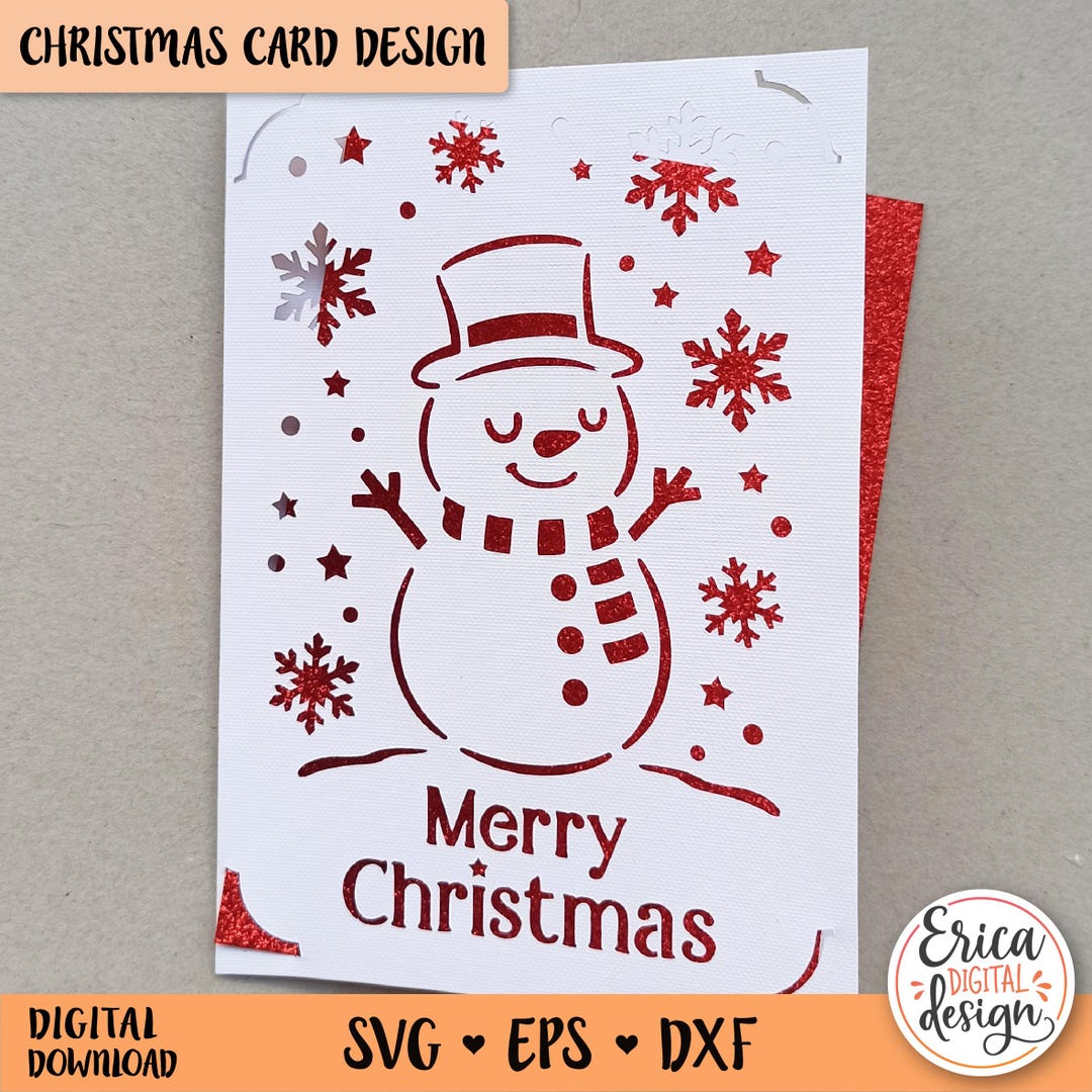 Snowman Christmas Card SVG Cute Snowman Cut File for Cricut Silhouette ...