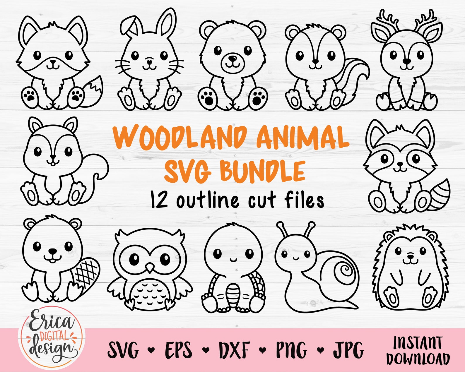Woodland Animals Outline SVG Cut File Cricut Silhouette Forest - Etsy