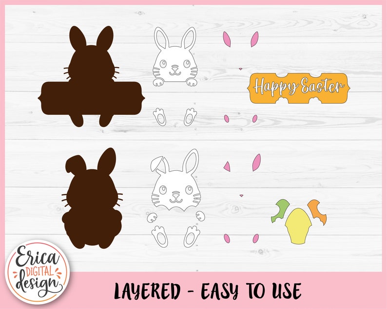 Easter Bunny SVG Bundle Cute Rabbit Easter Eggs Layered Cut - Etsy