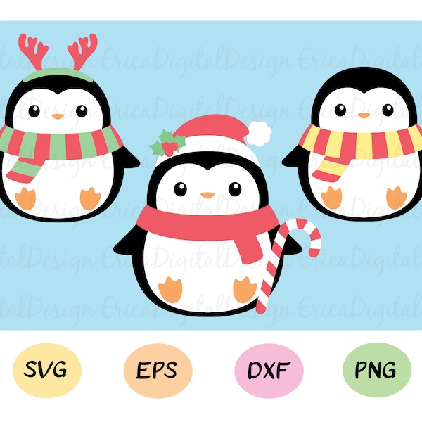 Christmas Penguin Svg - Etsy