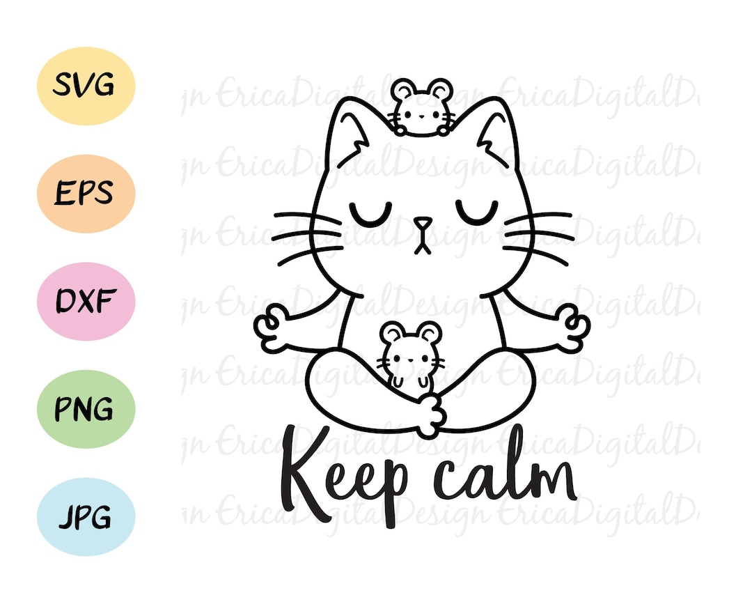 Yoga Cat SVG Cut File Funny Cats Cutting File Cute Meditating Cat ...
