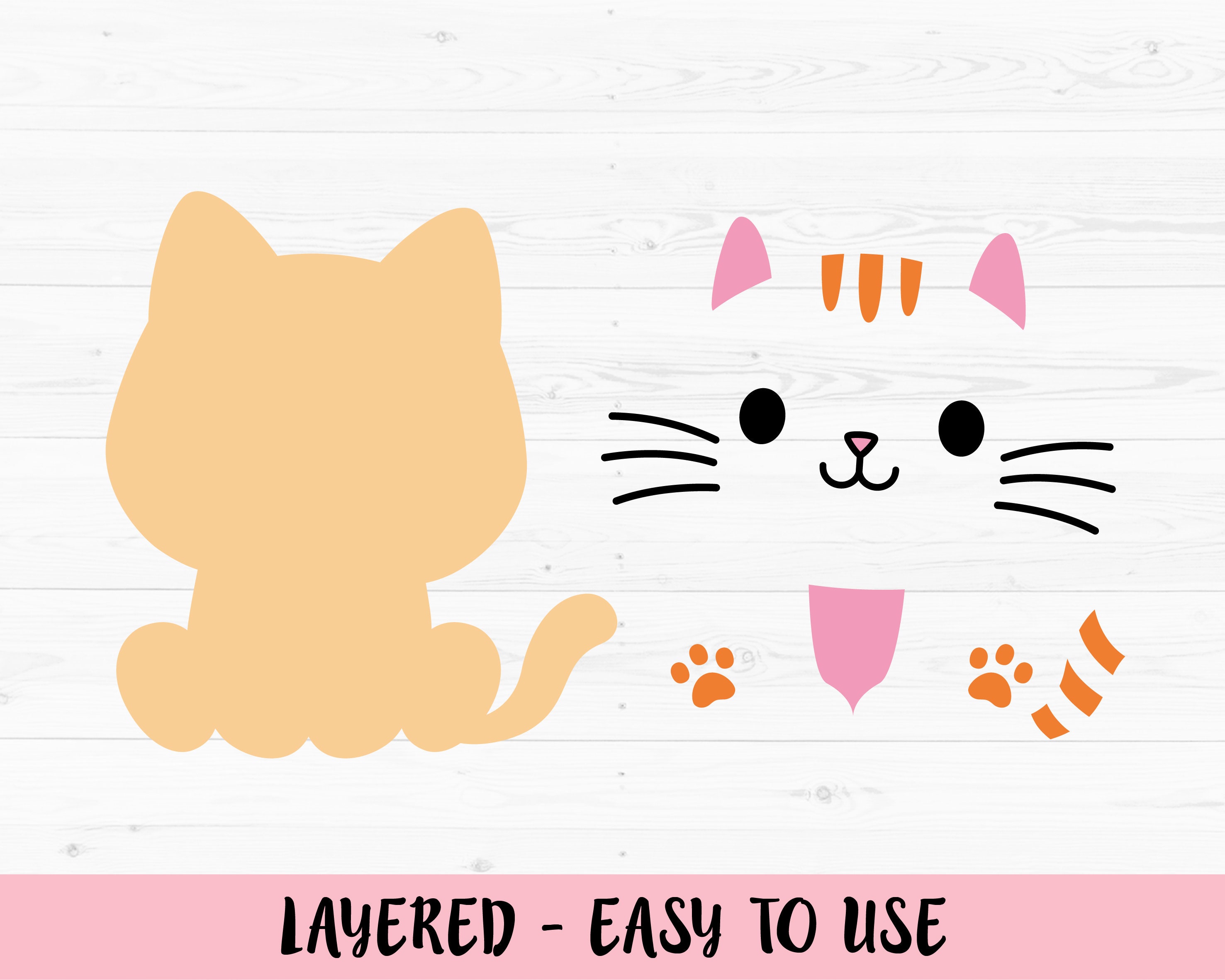 Baby Cat SVG Cut File Cute Orange Cat Kawaii Kitty Baby Shower | Etsy