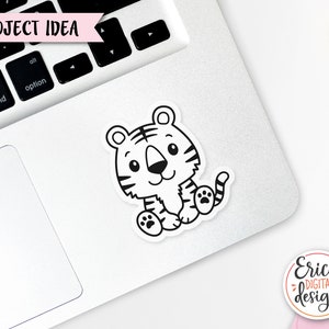 Tiger SVG Cute Baby Tiger Outline Cut File for Cricut Silhouette Jungle ...