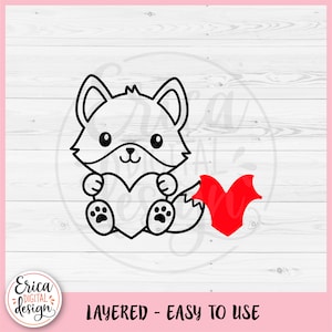 Cute Fox Valentine Heart SVG Cut File Cricut Silhouette Love Happy ...