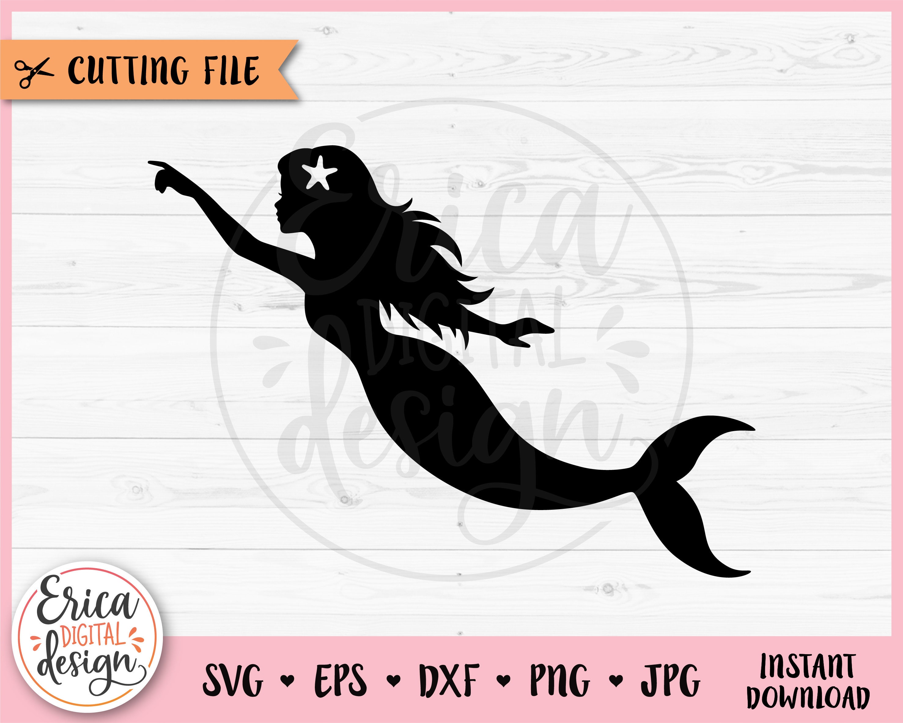 Archivo de corte SVG de sirena para Cricut Silhouette Cute Mermaid Sea ...