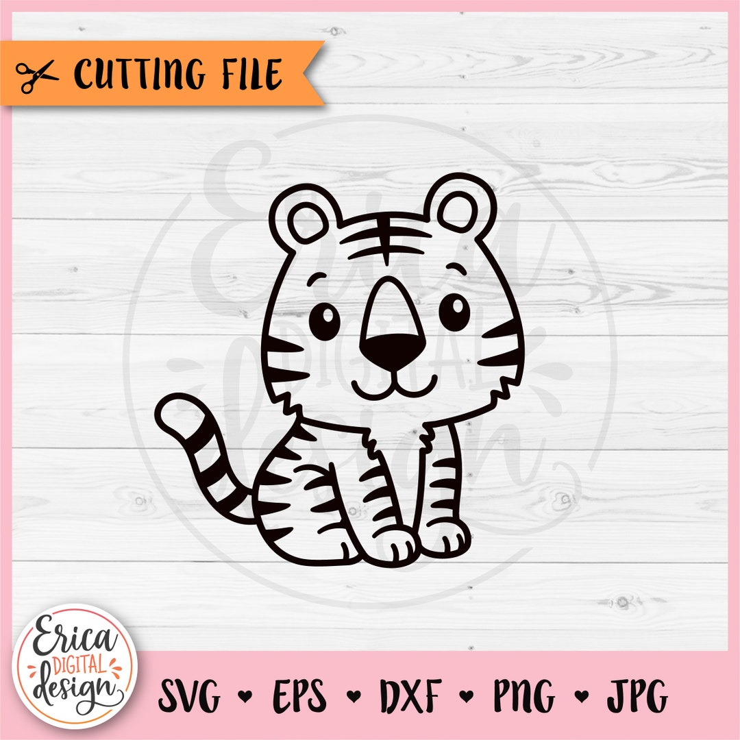 Cute Tiger SVG Baby Tiger Outline Cut File Cricut Silhouette Jungle ...