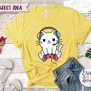 Gamer Cat SVG Cut File Funny Nerd Geek Cat Video Game Gaming Cutting ...