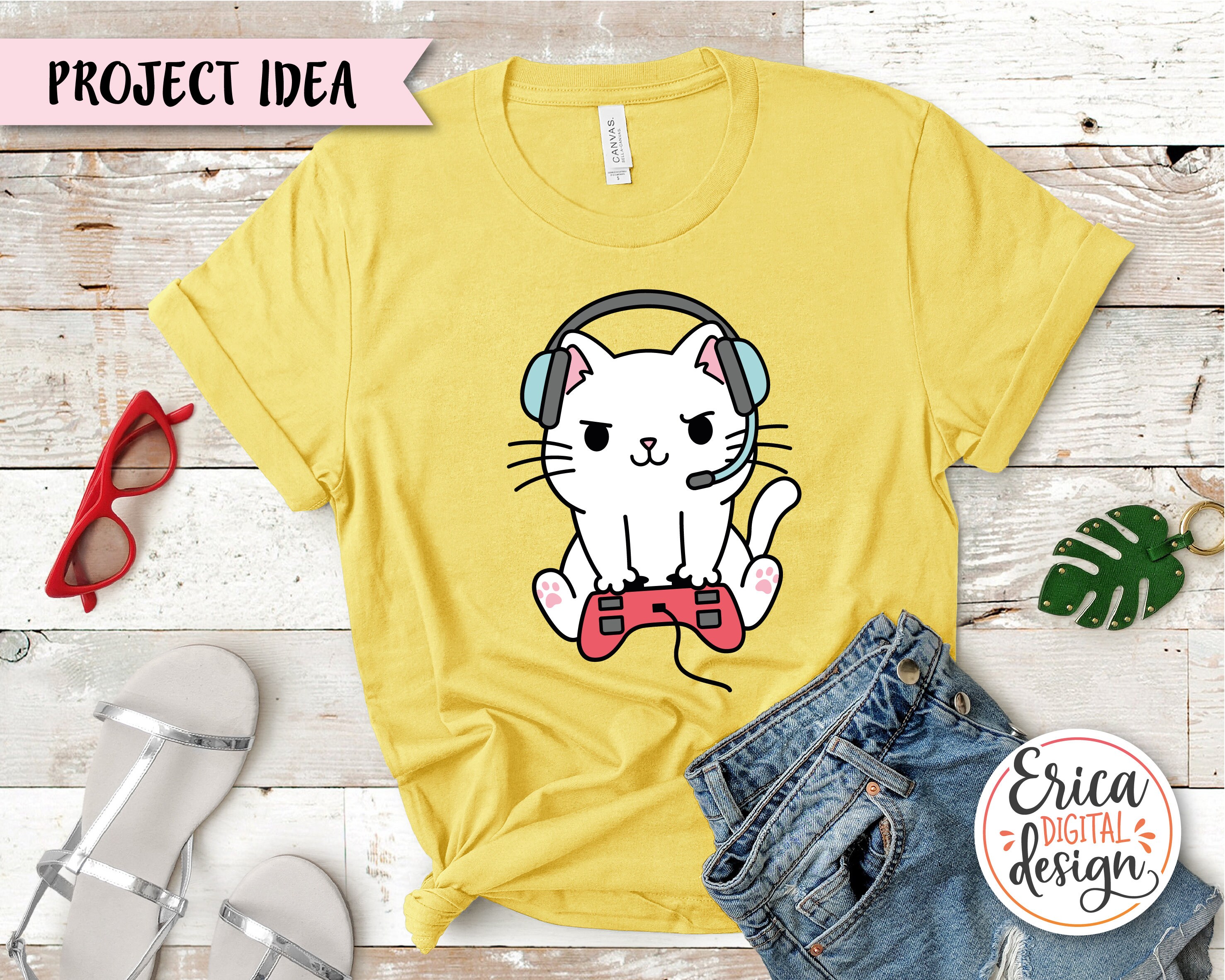 Gamer Cat SVG Cut File Funny Nerd Geek Cat Video Game Gaming - Etsy