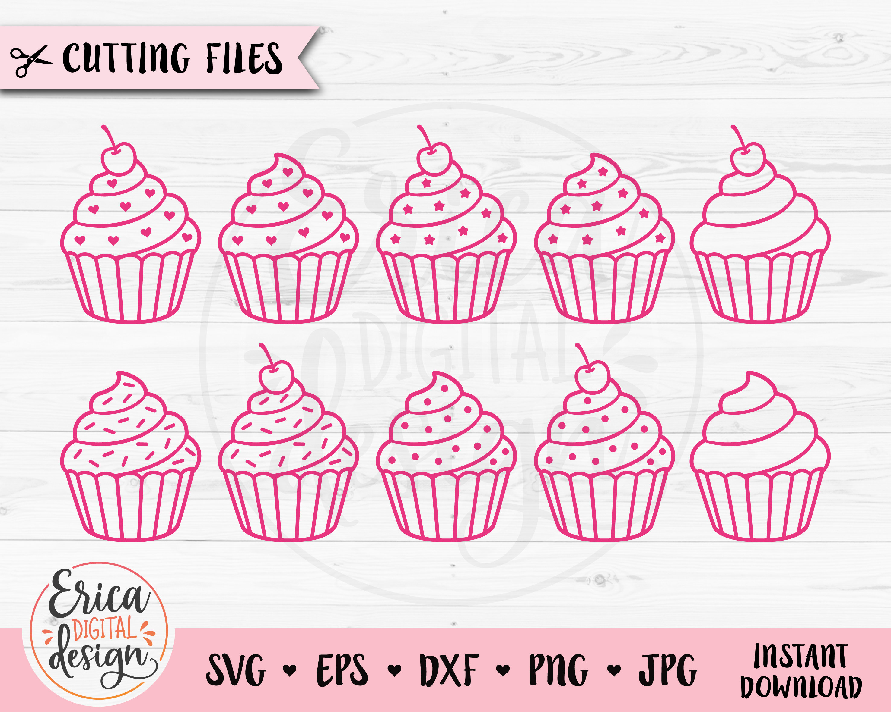 Cupcake Outline SVG Cute Cupcake Cutting File Birthday Shirt Sweet Girl ...