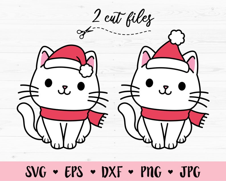Christmas Cat SVG Cat With Santa Hat Cut File Meow Christmas Cute Funny ...