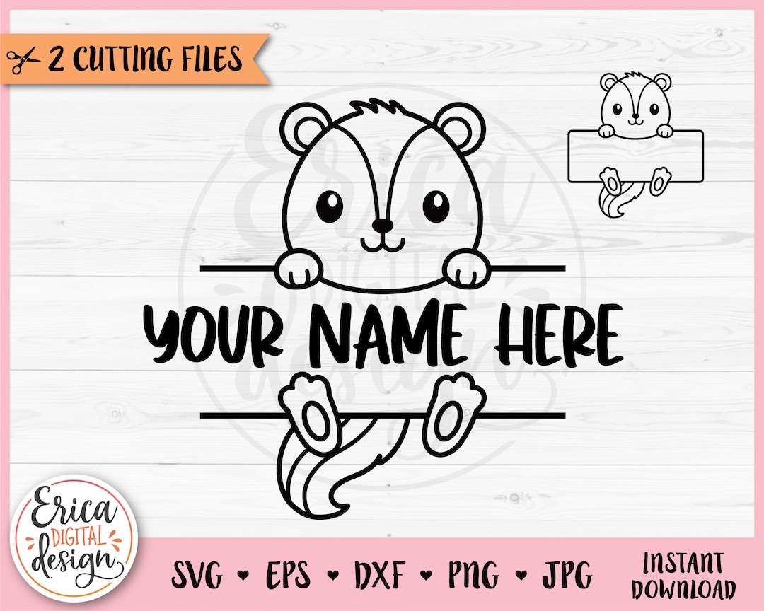 Skunk Split Monogram SVG Cut File Cricut Silhouette Name Frame Student ...