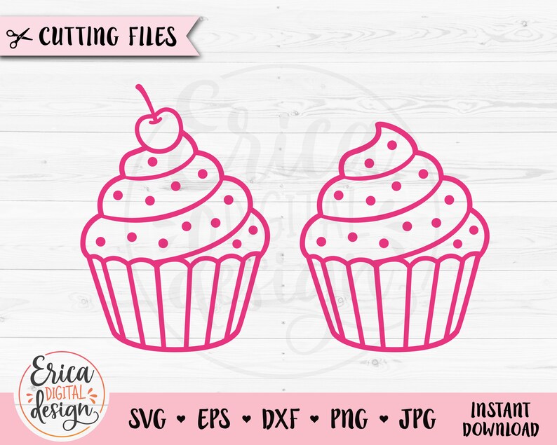 Cupcake Outline SVG Cute Cupcake Cutting File Birthday Shirt Sweet Girl ...