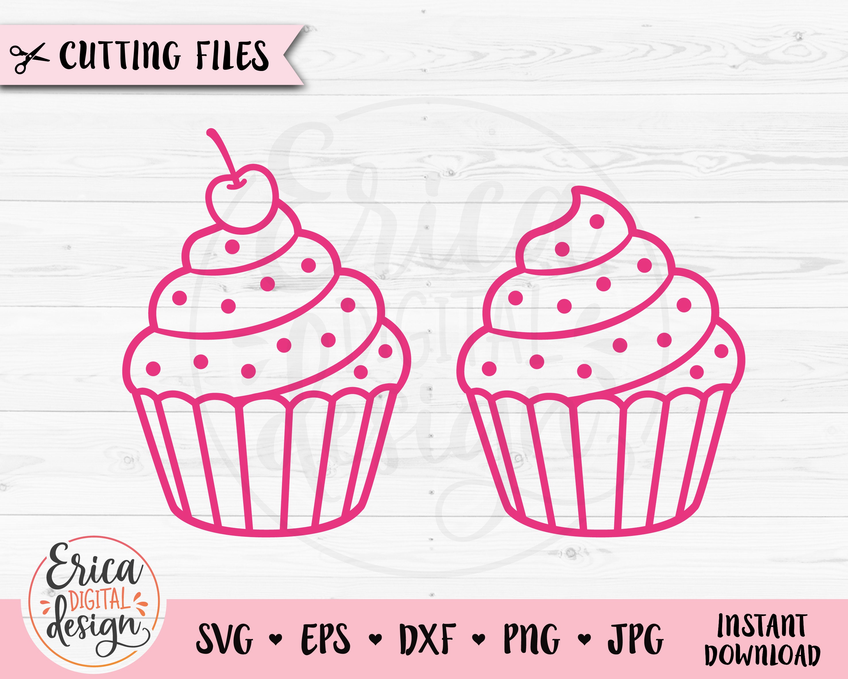 Cupcake Outline SVG Cute Cupcake Cutting File Birthday Shirt Sweet Girl ...