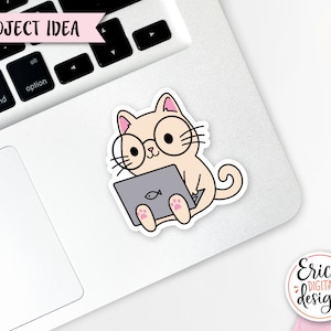 Nerd Cat SVG Cut File Computer Nerd Layered Cutting File Funny Cat With ...