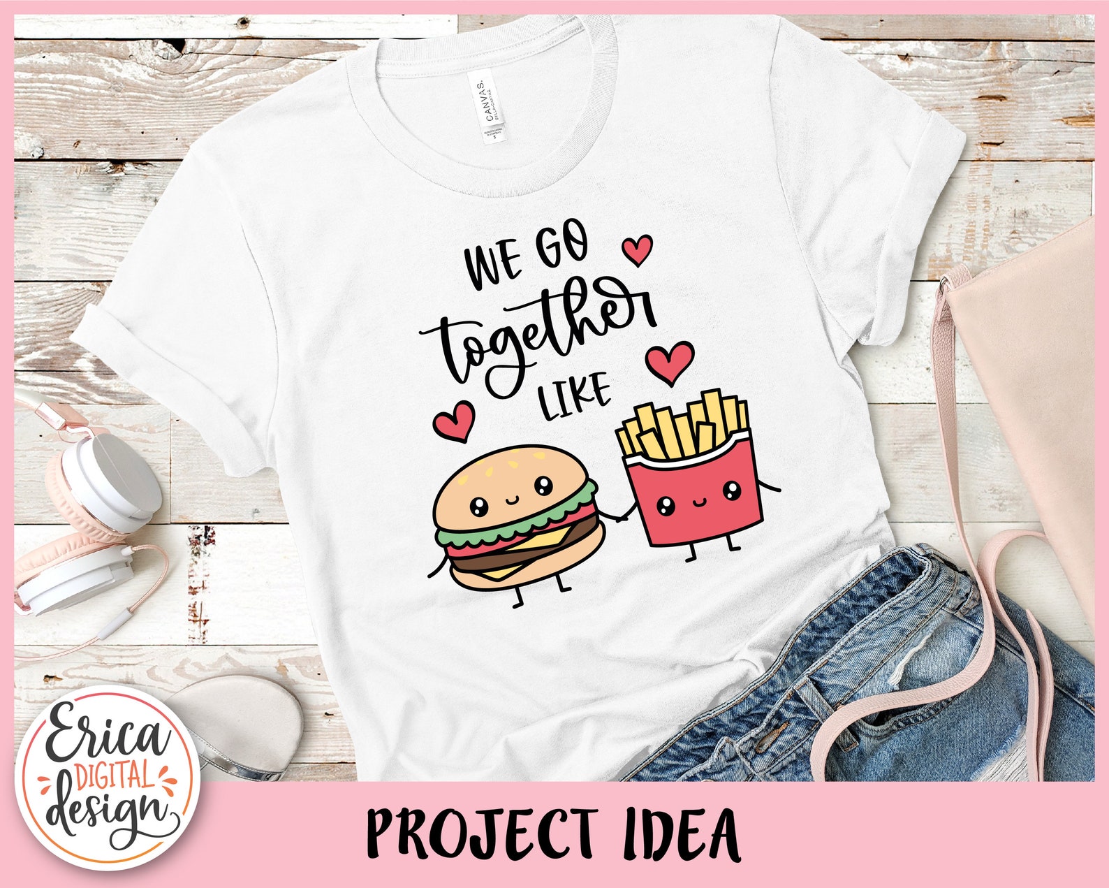Hamburger Fries in Love SVG Cut File Cricut Silhouette Perfect Match ...