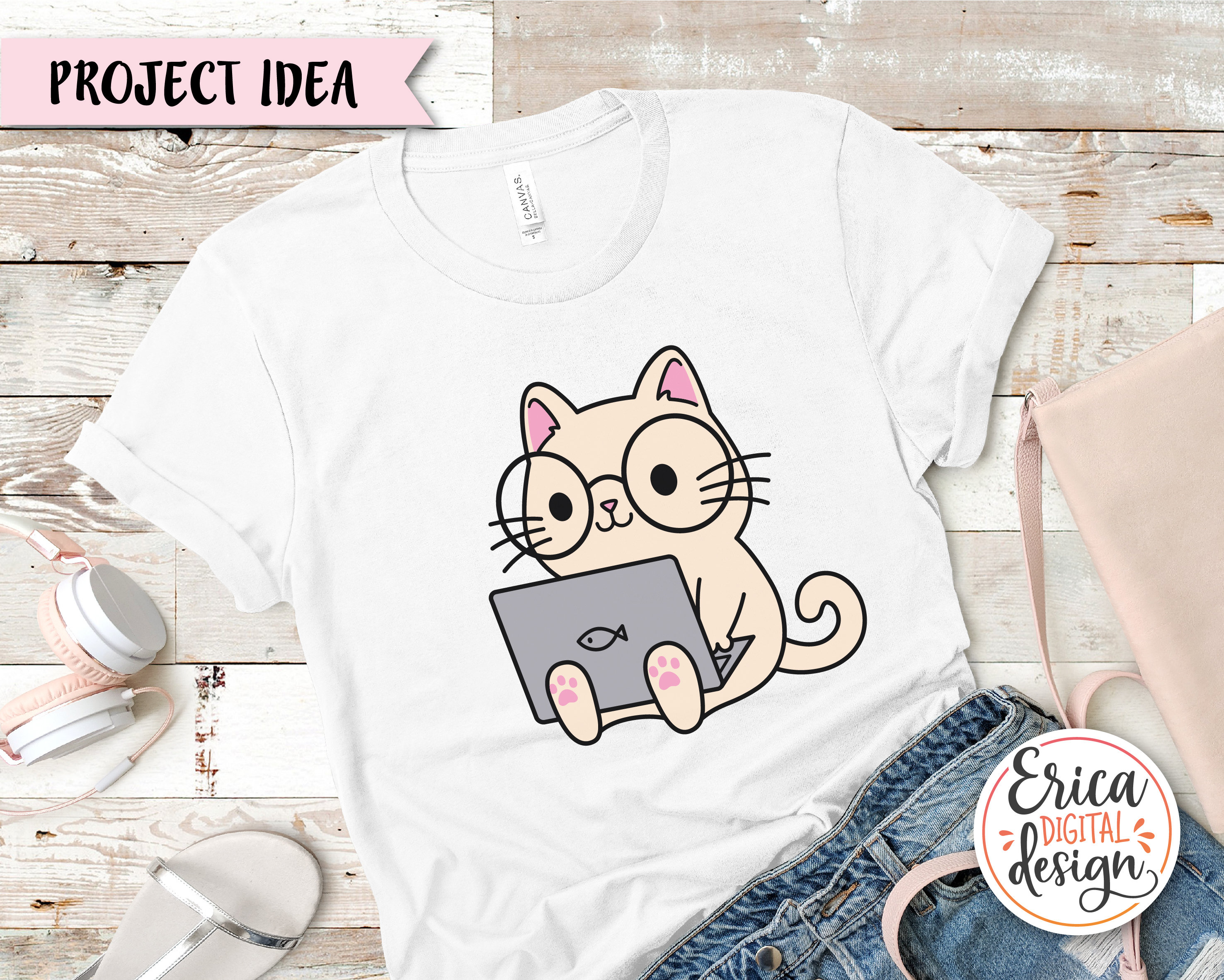 Nerd Cat SVG Cut File Computer Nerd Layered Cutting File Funny - Etsy