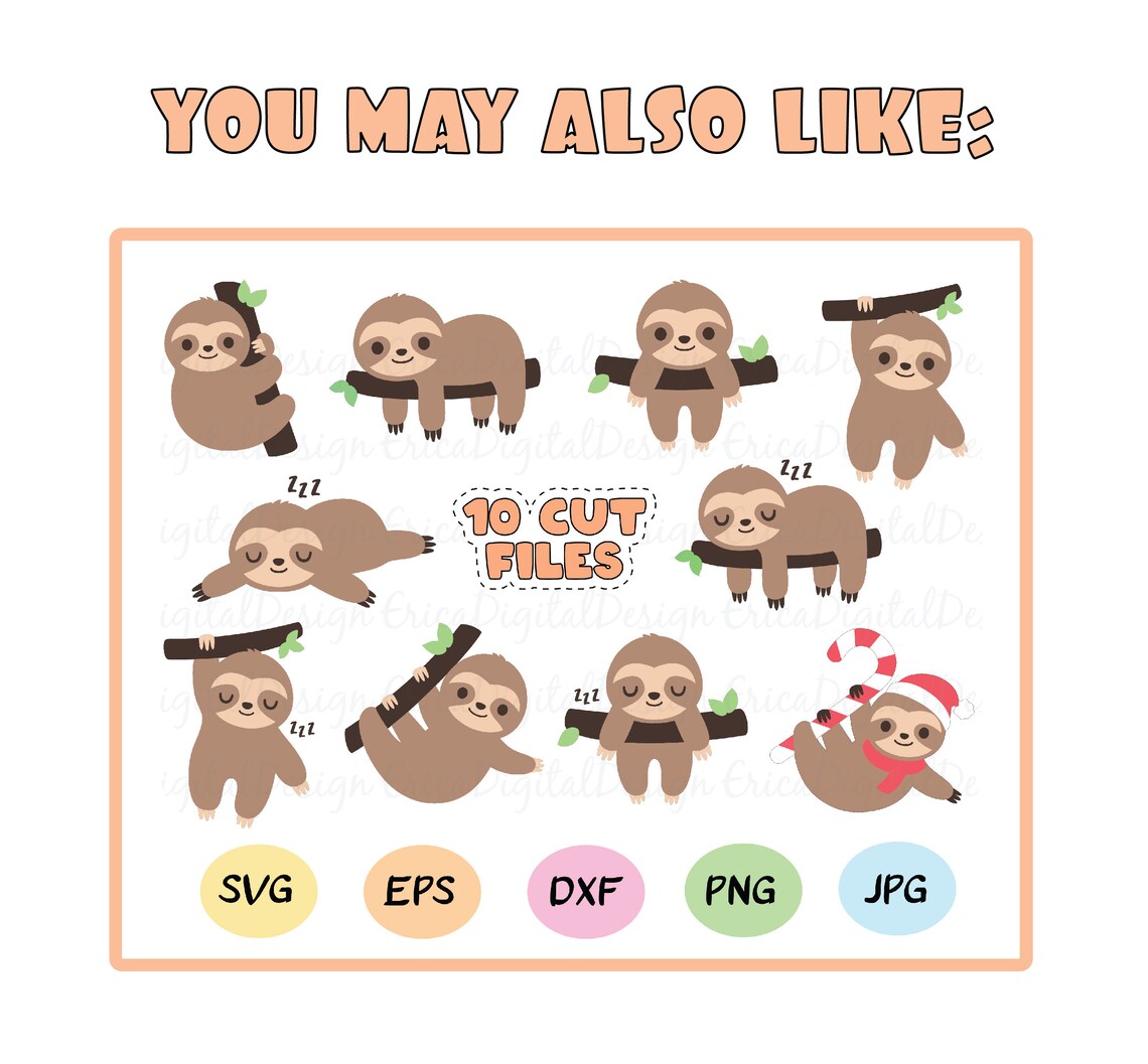 SVG Baby Sloth Cute Hanging Sloth Cut File Slothlife Cuttable - Etsy