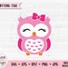 Cute Owl Girl SVG Baby Owl Bow Cut File Sweet Little Owl Baby Shower ...