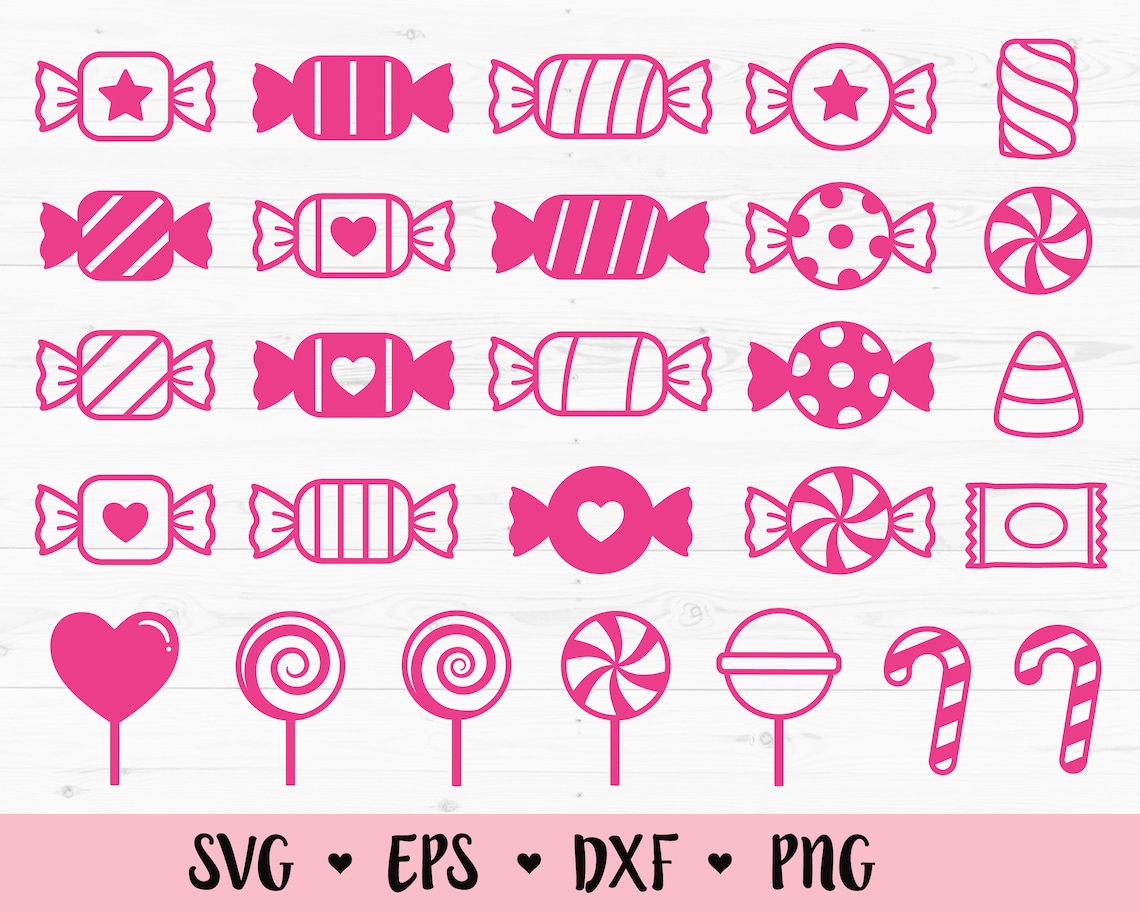Candy SVG Bundle Cute Candies Lollipop Cut File Sweet Treats - Etsy