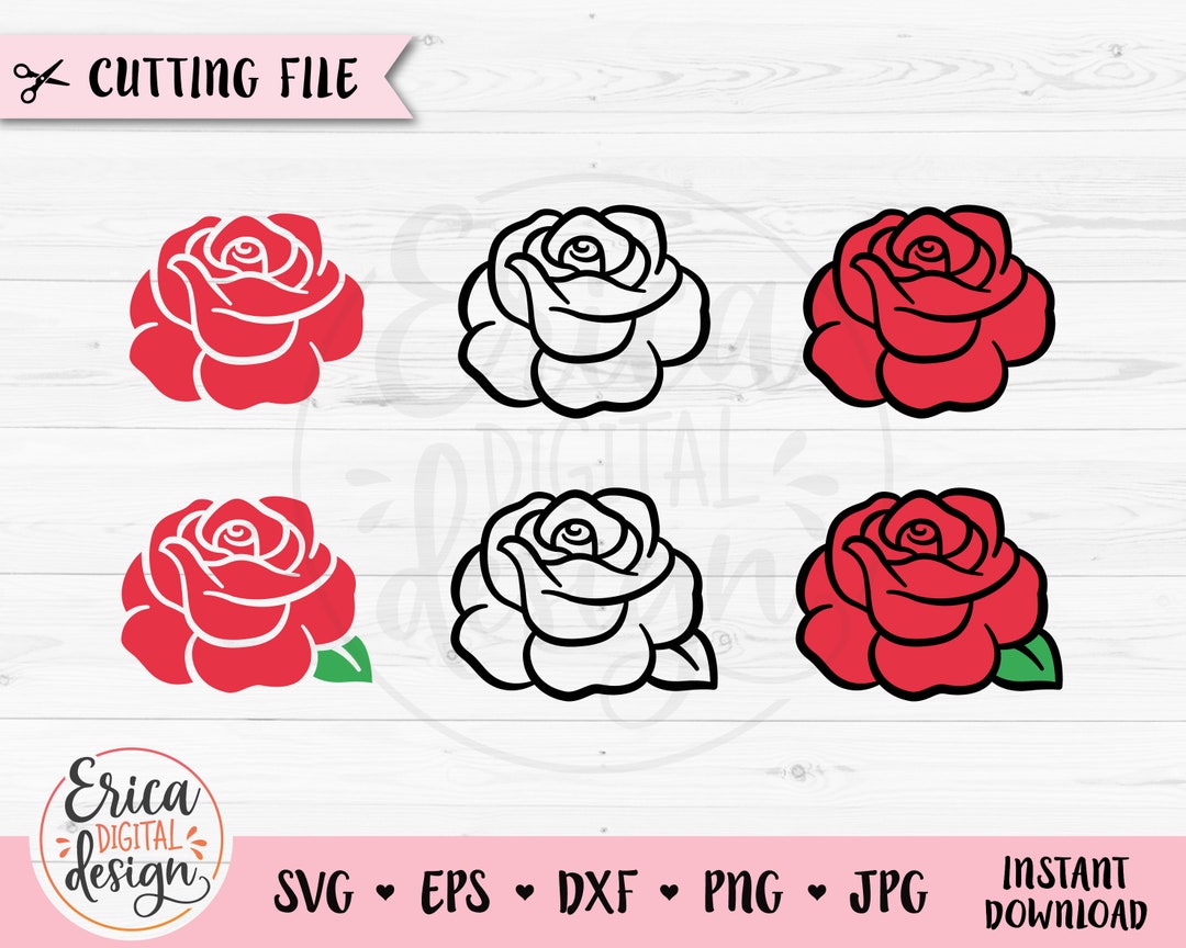 Roses SVG Bundle Basic Rose Cut File Beautiful Flower Floral Outline ...