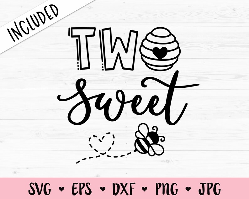 Two Sweet SVG 2nd Second Birthday Cut File 2 Years Old Baby - Etsy