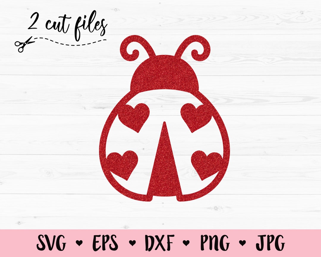 Ladybug SVG Cut File Cupcake Topper Cute Baby Ladybug With Hearts ...