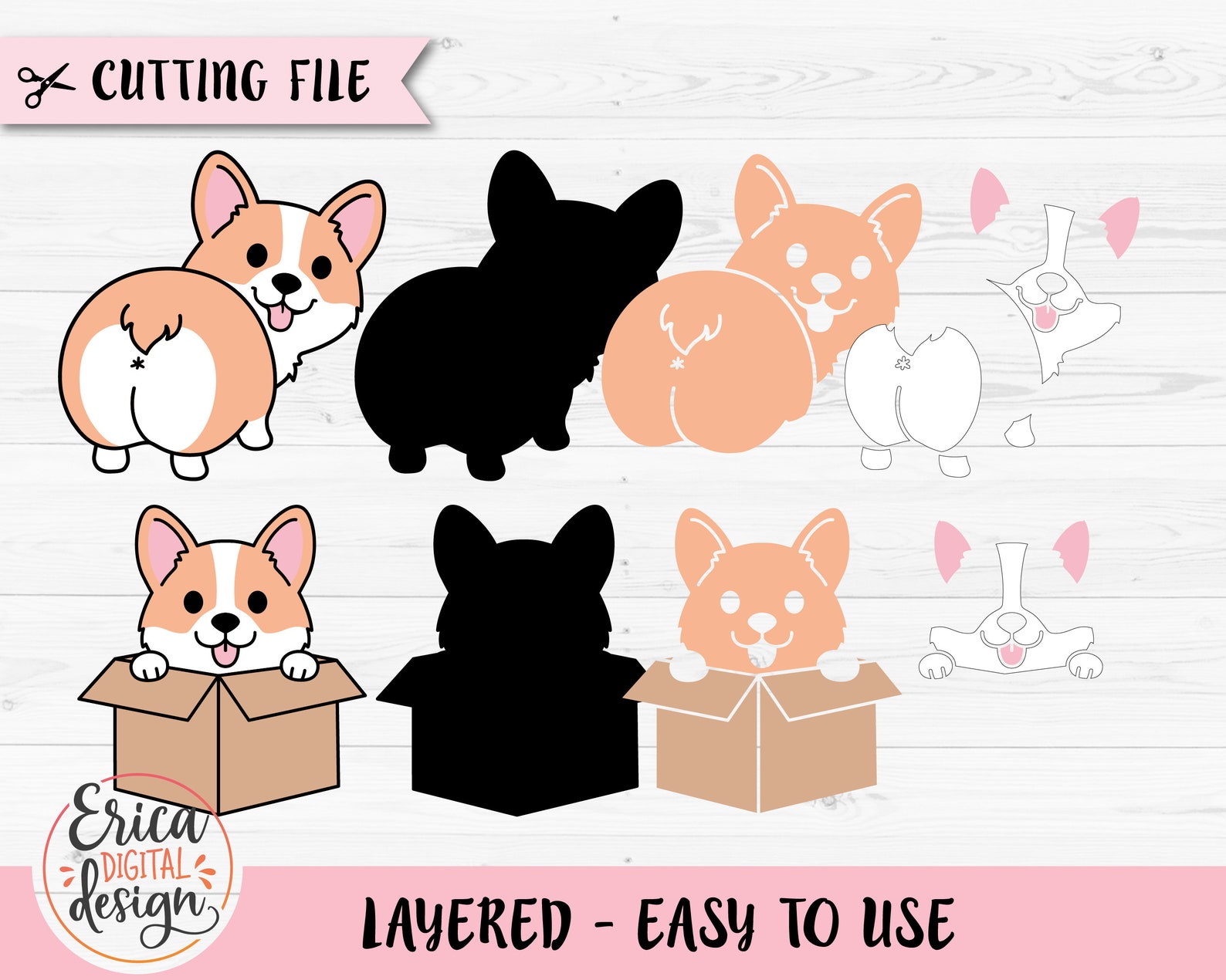 Corgi Layered SVG Bundle Cute Dog Cut File for Cricut - Etsy