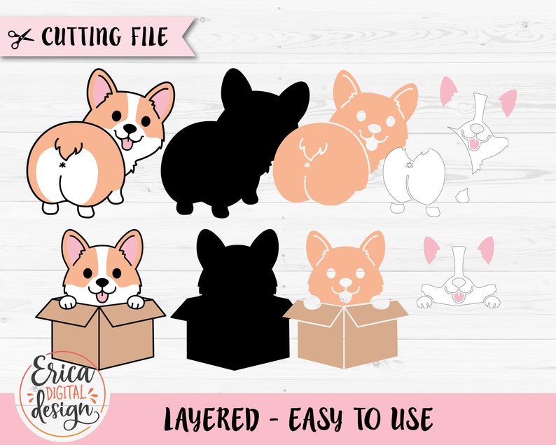 Corgi Layered SVG Bundle Cute Dog Cut File for Cricut Silhouette Funny ...