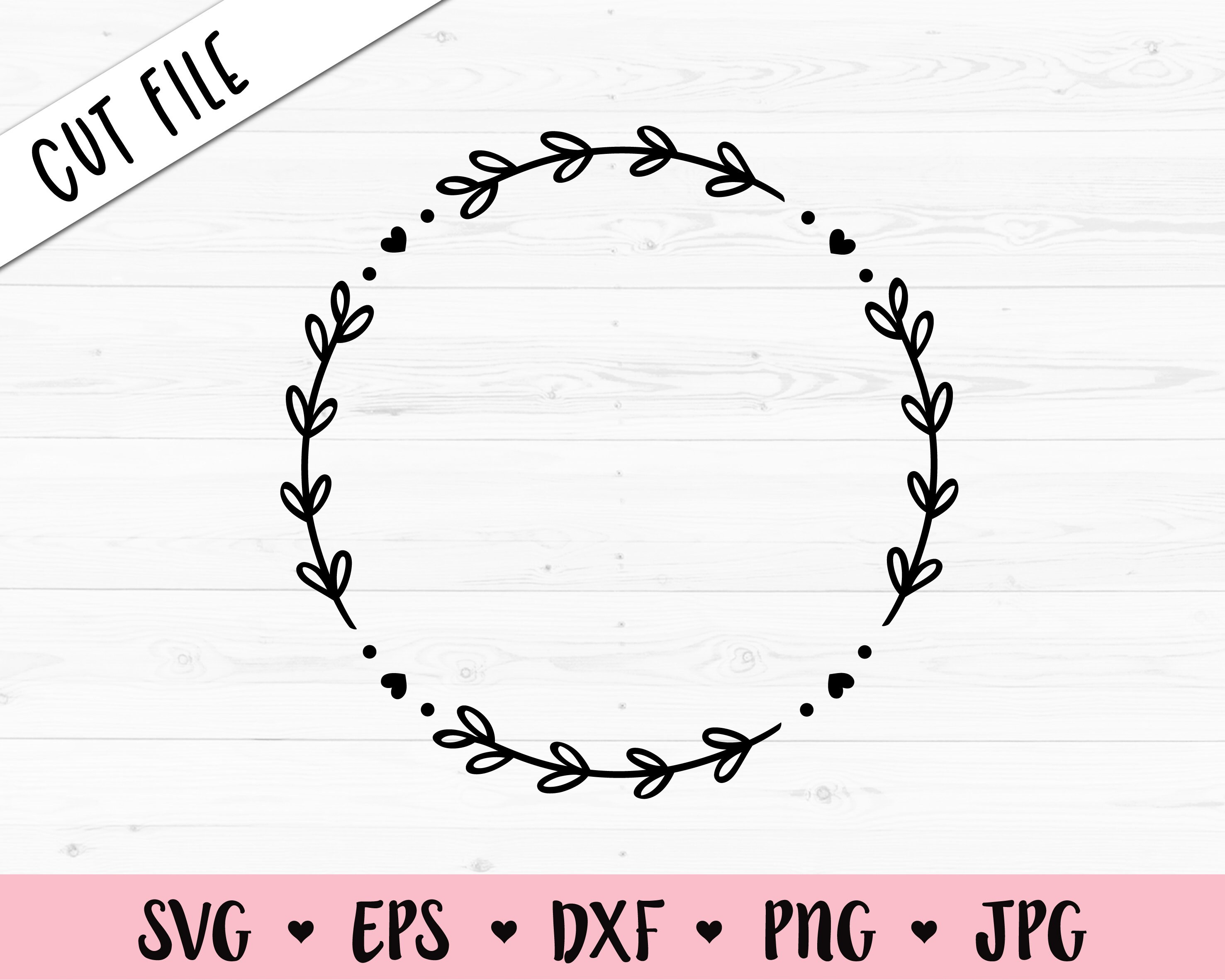Laurel Wreath SVG Floral Round Monogram Frame Hearts Branch | Etsy