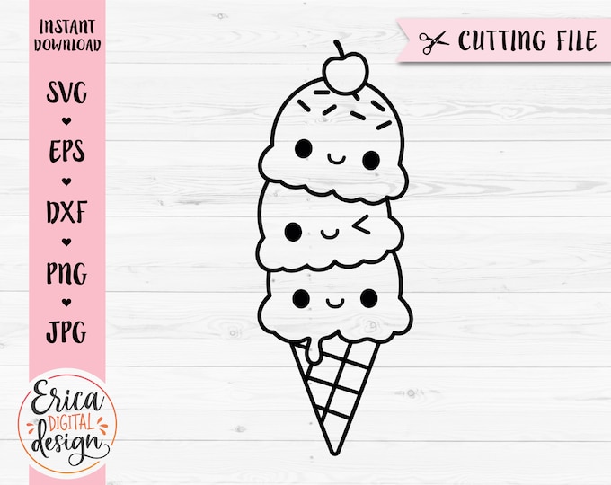 Kawaii Cute Ice Cream PNG Bundle\ Kawaii Ice Cream and Lollies Clipart ...
