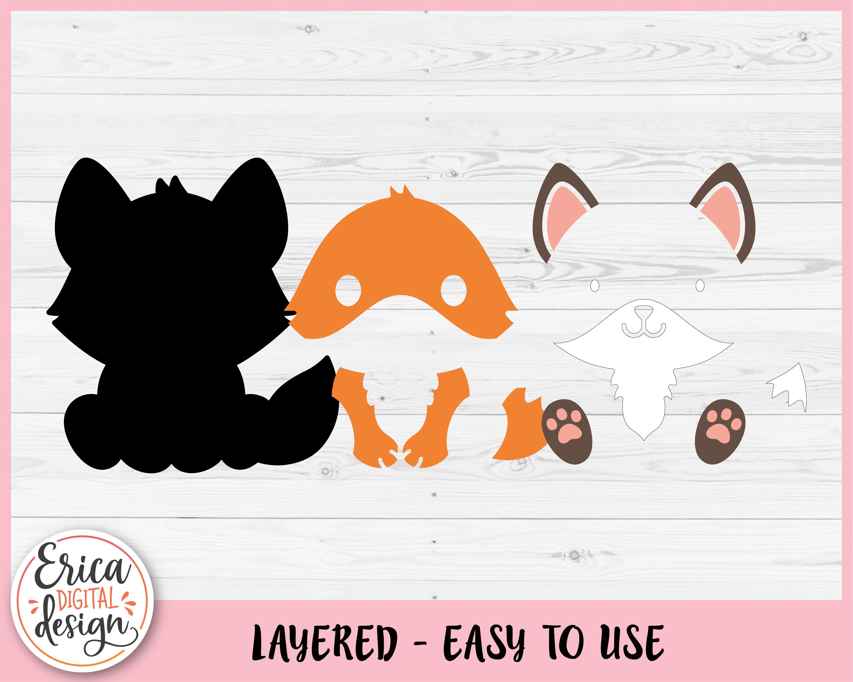 Cute Fox Layered SVG Cut File for Cricut Silhouette Baby Fox Clipart ...