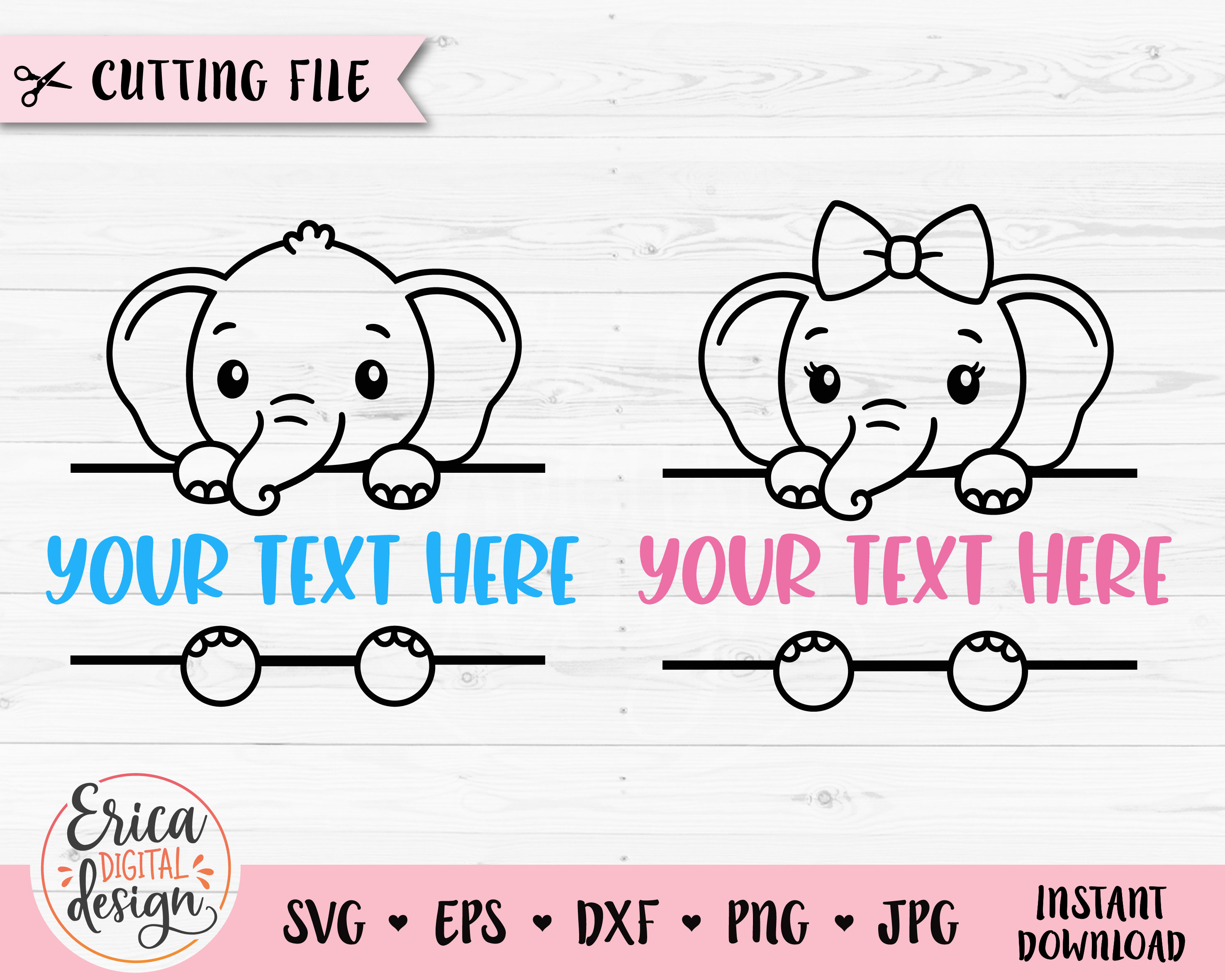 Elephant Monogram SVG Split Monogram Name Frame Cricut - Etsy