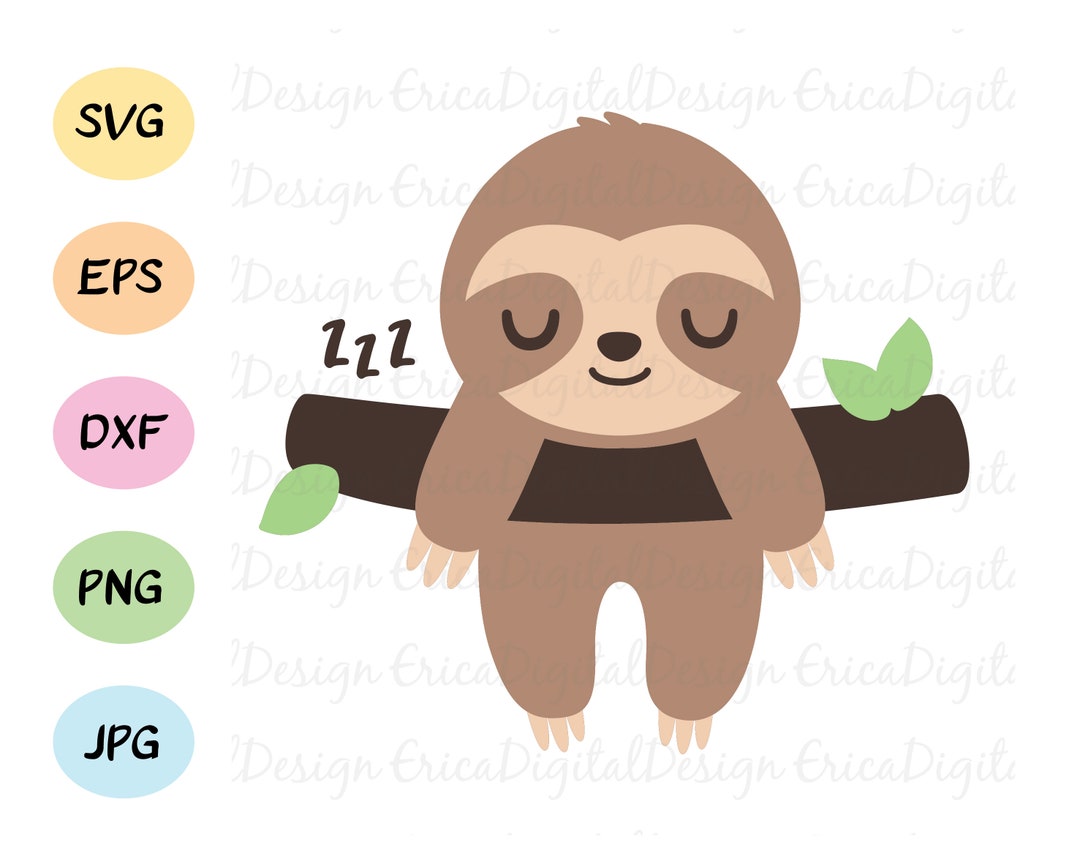 Baby Sleeping Sloth Layered SVG Cute Hanging Sloth Cut File Cuttable ...