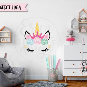 Unicorn Face SVG Unicorn Eyelashes Cut File Crown Flowers Floral ...